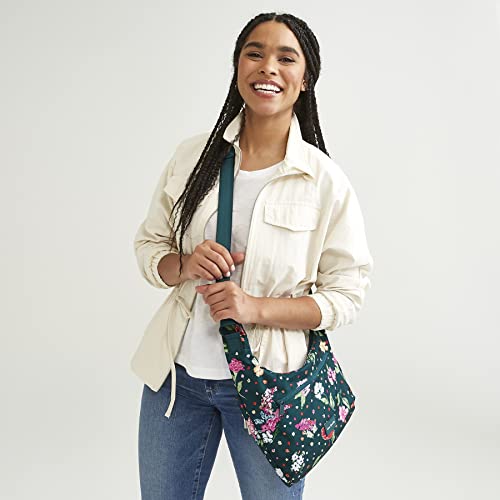 Vera Bradley Women's Recycled Lighten Up Reactive Crossbody Sling Purse, Sunlit Garden, One Size
