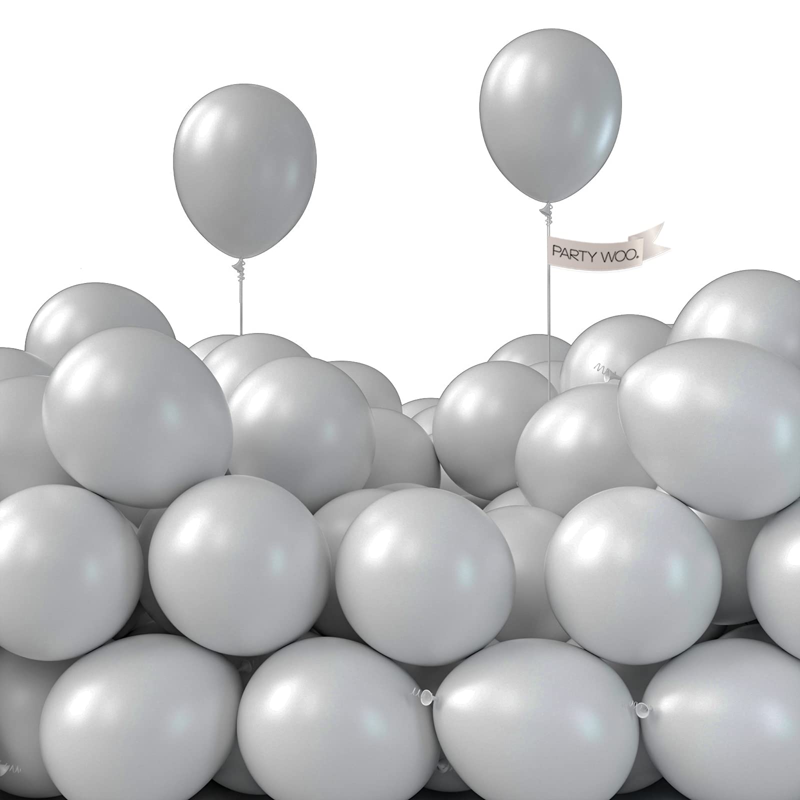 PartyWoo Gray Balloons, 50 pcs 5 Inch Matte Gray Balloons, Grey Balloons for Balloon Garland or Balloon Arch as Birthday Party Decorations, Wedding Decorations, Baby Shower Decorations, Gray-Y71