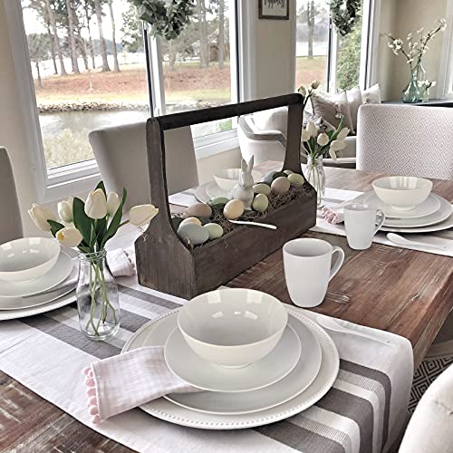 Miibox White Dinnerware Set, 40-Piece Service For 8,with Dinner Plates, Salad Plate, Bowls, Mugs and Teaspoons, Porcelain Durable for Christmas, Halloween, Wedding, Banquet