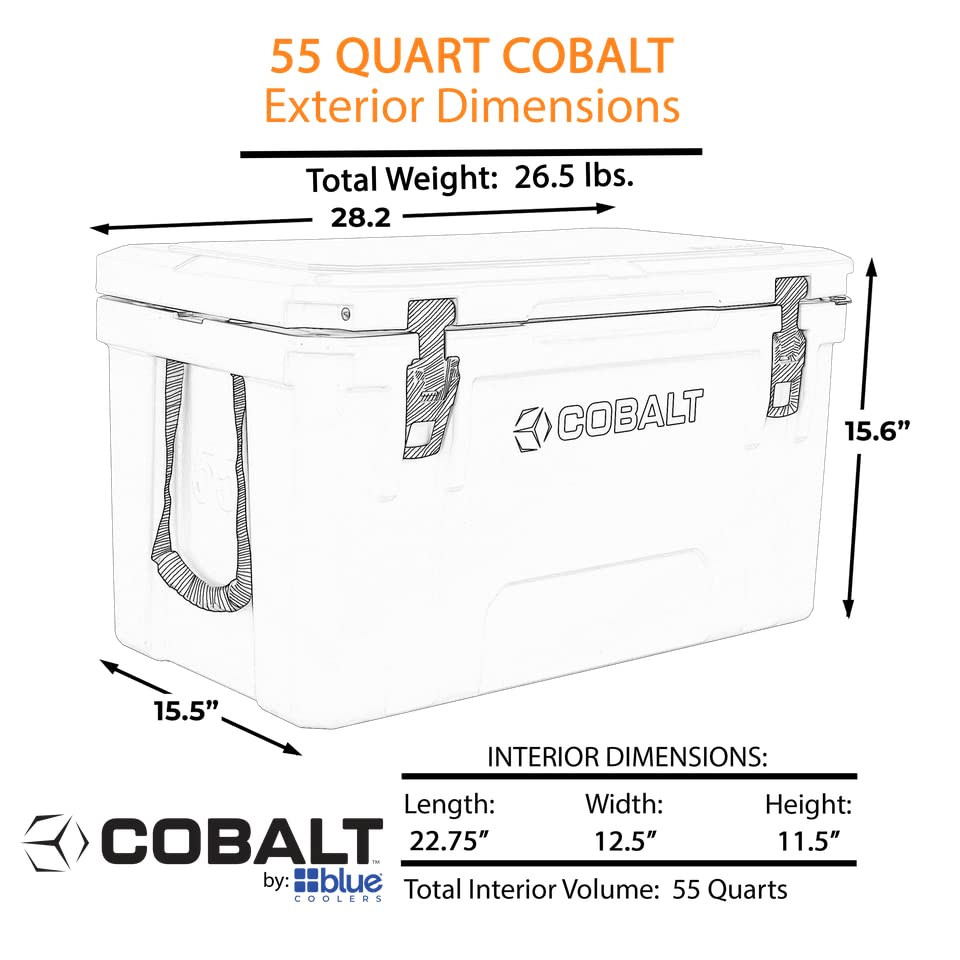 Cobalt 55 Quart Roto-Molded Super Ice Cooler | Large Ice Chest Holds Ice Up to 3 Days | (Gray)