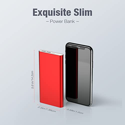 EnergyCell Pilot 4GS Portable Charger 12000mAh Fast Charging Power Bank Dual 3A High-Speed Output Battery Pack Compatible with iPhon14 13 12 11 and More(Charging Cable Included (Red)