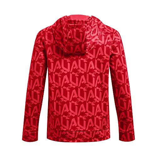 Under Armour Boys ArmourFleece Branded Hoodie, (890) Radio Red/Radio Red/White, Youth Large