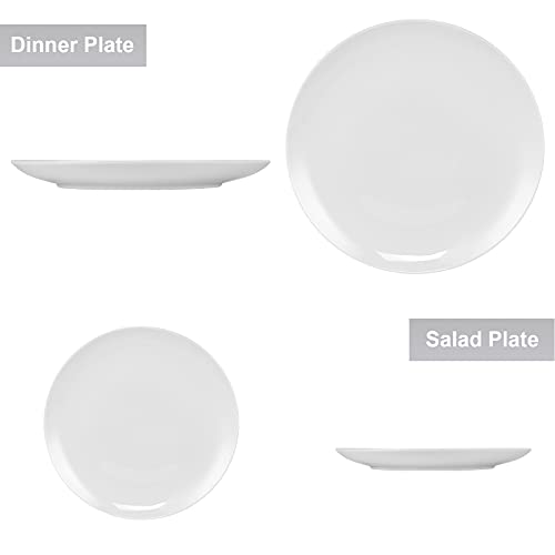 Miibox White Dinnerware Set, 40-Piece Service For 8,with Dinner Plates, Salad Plate, Bowls, Mugs and Teaspoons, Porcelain Durable for Christmas, Halloween, Wedding, Banquet