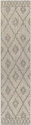 Mark&Day Outdoor Rugs, 3x12 Wijgeest Global Indoor/Outdoor Black Runner Area Rug, Non Shedding Black Beige Carpet for Patio, Porch, Deck, Bedroom, Living Room or Kitchen (2'7" x 12' Runner)