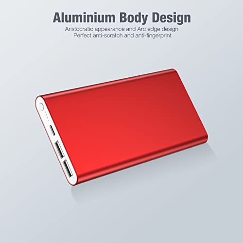 EnergyCell Pilot 4GS Portable Charger 12000mAh Fast Charging Power Bank Dual 3A High-Speed Output Battery Pack Compatible with iPhon14 13 12 11 and More(Charging Cable Included (Red)