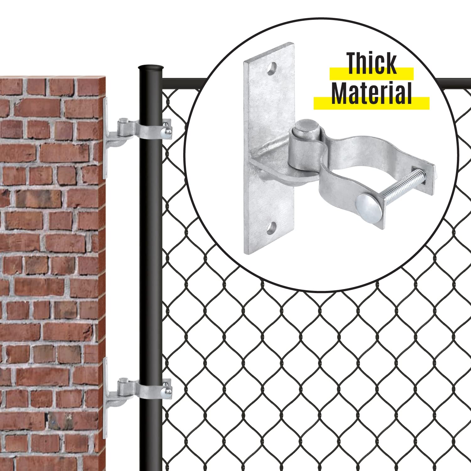 Wall Mount Gate Hinge | Pipe Gate Hinge 4 Pack Chain Link Fence Gate Hinges Fence Post Chain Link Gate Hinge (4)