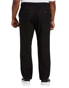 DXL Men's Big and Tall Big + Tall Essentials by DXL Men's Big and Tall Flat-Front Twill Pants, Black, 50W X 30L