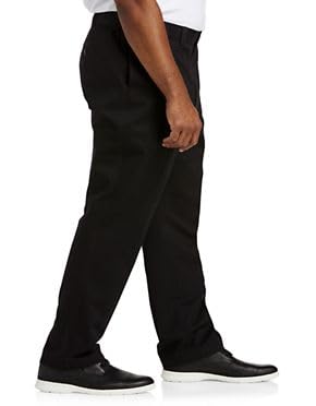 DXL Men's Big and Tall Big + Tall Essentials by DXL Men's Big and Tall Flat-Front Twill Pants, Black, 50W X 30L