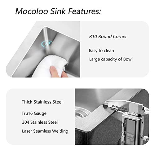 10" Bar Prep Kitchen Sink - Mocoloo 10 x 18 Undermount Sink Stainless Steel 16 Gauge Single Bowl Bar Prep Deep Sinks