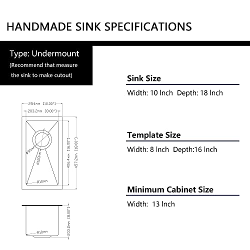10" Bar Prep Kitchen Sink - Mocoloo 10 x 18 Undermount Sink Stainless Steel 16 Gauge Single Bowl Bar Prep Deep Sinks