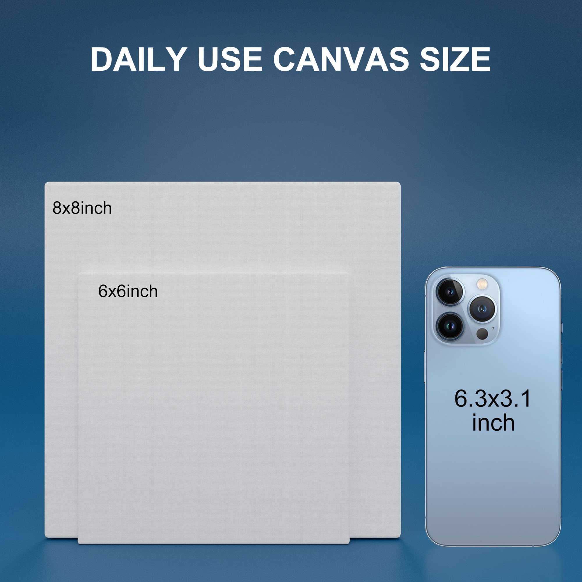 Canvas Panels 8x8 Inch 12-Pack, 10 oz Primed 100% Cotton White Blank Canvases for Painting, Square Flat Canvas Boards for Oil Acrylics Watercolor & Tempera Paints