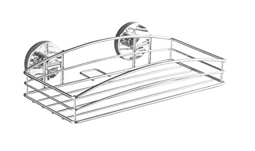 WENKO 20883100 Vacuum-Loc wall shelf - fixing without drilling, Steel, 10.2 x 2.6 x 5.5 inch, Chrome
