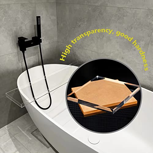 CXNGD Luxury Acrylic Bath Tray Transparent Waterproof Bathtub Trays Clear Bath tub Tray Caddy, 32.3 * 7.87 * 1.18in