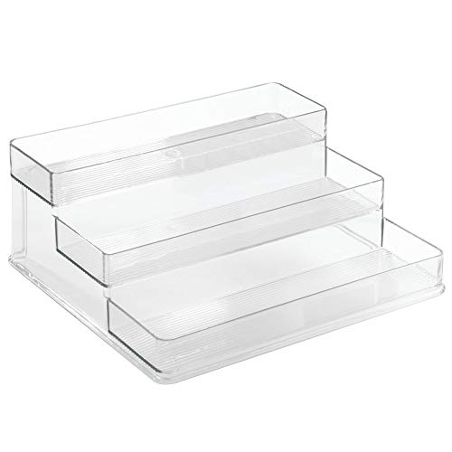 iDesign - 41630 Linus Plastic Stadium Rack, 3-Tier Organizer for Bathroom Countertop, Vanity, Kitchen, Office, Craft Room, 10.25" x 9.25" x 4"