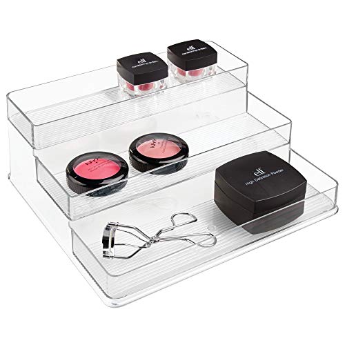 iDesign - 41630 Linus Plastic Stadium Rack, 3-Tier Organizer for Bathroom Countertop, Vanity, Kitchen, Office, Craft Room, 10.25" x 9.25" x 4"