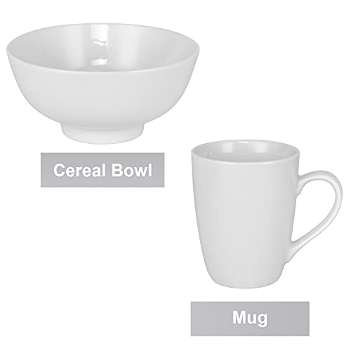 Miibox White Dinnerware Set, 40-Piece Service For 8,with Dinner Plates, Salad Plate, Bowls, Mugs and Teaspoons, Porcelain Durable for Christmas, Halloween, Wedding, Banquet