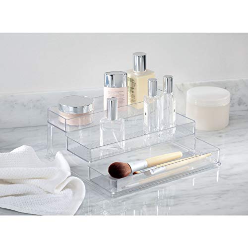 iDesign - 41630 Linus Plastic Stadium Rack, 3-Tier Organizer for Bathroom Countertop, Vanity, Kitchen, Office, Craft Room, 10.25" x 9.25" x 4"