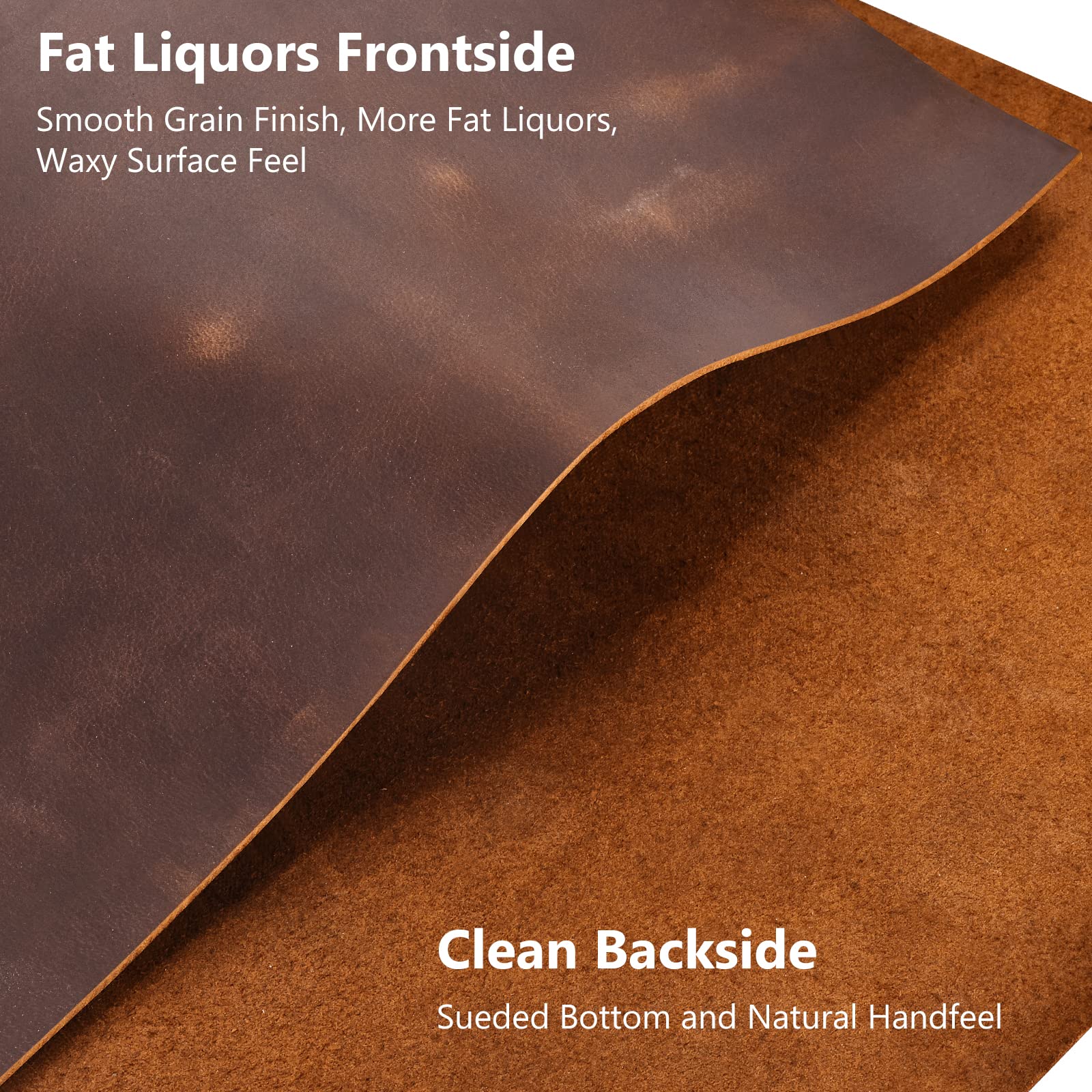 Tooling Leather Square 1.8-2.0MM Thick Genuine Top Full Grain Oil Tan Crazy Horse Cowhide Leather Sheets for Crafts Tooling Sewing Wallet Earring Hobby (Brown, 6"x12")
