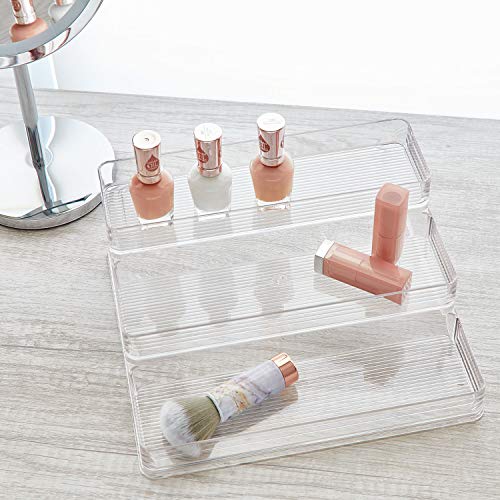 iDesign - 41630 Linus Plastic Stadium Rack, 3-Tier Organizer for Bathroom Countertop, Vanity, Kitchen, Office, Craft Room, 10.25" x 9.25" x 4"