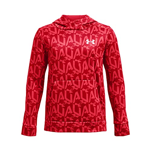 Under Armour Boys ArmourFleece Branded Hoodie, (890) Radio Red/Radio Red/White, Youth Large