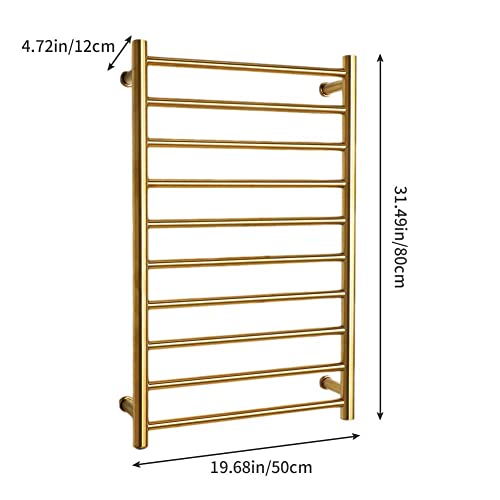 ILROOMH Heated Towel Warmer for Bathroom, Wall Mounted Hot Towel Racks, Stainless Steel Heated Towel Drying Rack, Gold (Hardwire)