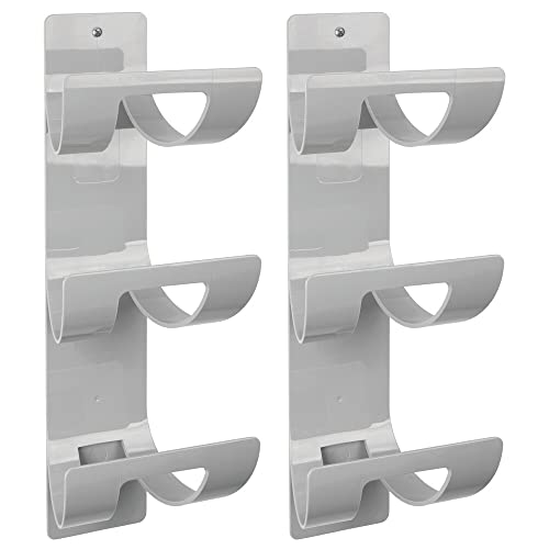 mDesign Plastic Wall Mounted Towel Rack Storage Organizer Holder for Master or Guest Bathroom - Hold Bath, Hand, and Face Towels/Washcloths - Aura Collection - 2 Pack - Gray