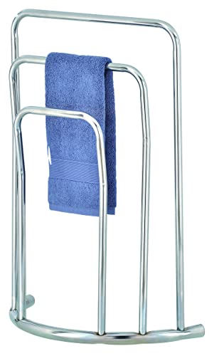 Freestanding Towel Rack, 3 Tier Metal Towel Bar Stand, Silver-Tone Chrome Plated by Madison Home Products (MH10082)