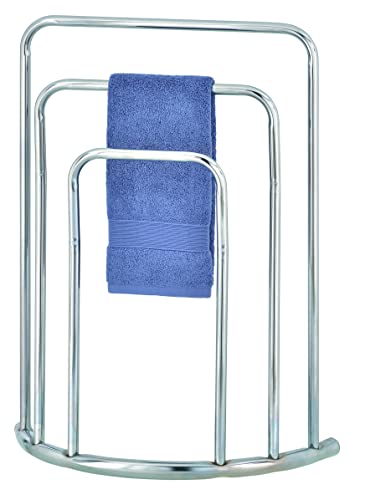 Freestanding Towel Rack, 3 Tier Metal Towel Bar Stand, Silver-Tone Chrome Plated by Madison Home Products (MH10082)
