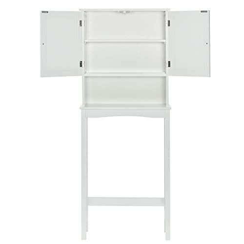 LUKYRA Over-The-Toilet Bathroom Cabinet with Shelf and Two Doors Space-Saving Storage, Easy to Assemble, White
