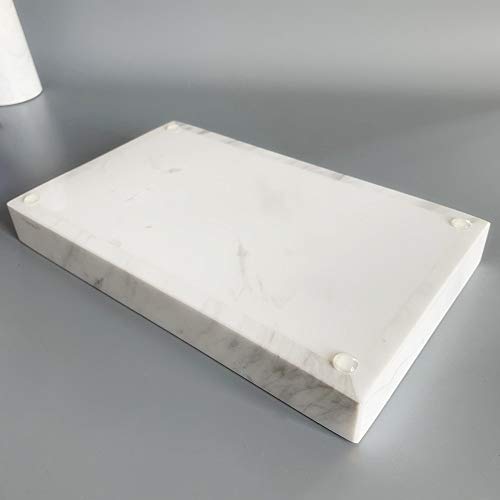 StonePlus Natural Marble Elegant Jewelry Tray Small Stone Organizer for Dressroom/Bathroom/Coffeeshop (Volakas White, Glossy, 9.84Lx5.91Wx1.18H)