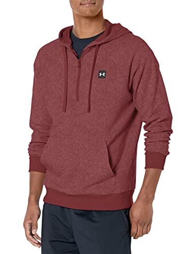 Under Armour Mens Rival Fleece 1/2 Zip Hoodie, (690) Chestnut Red Light Heather / / Onyx White, X-Large