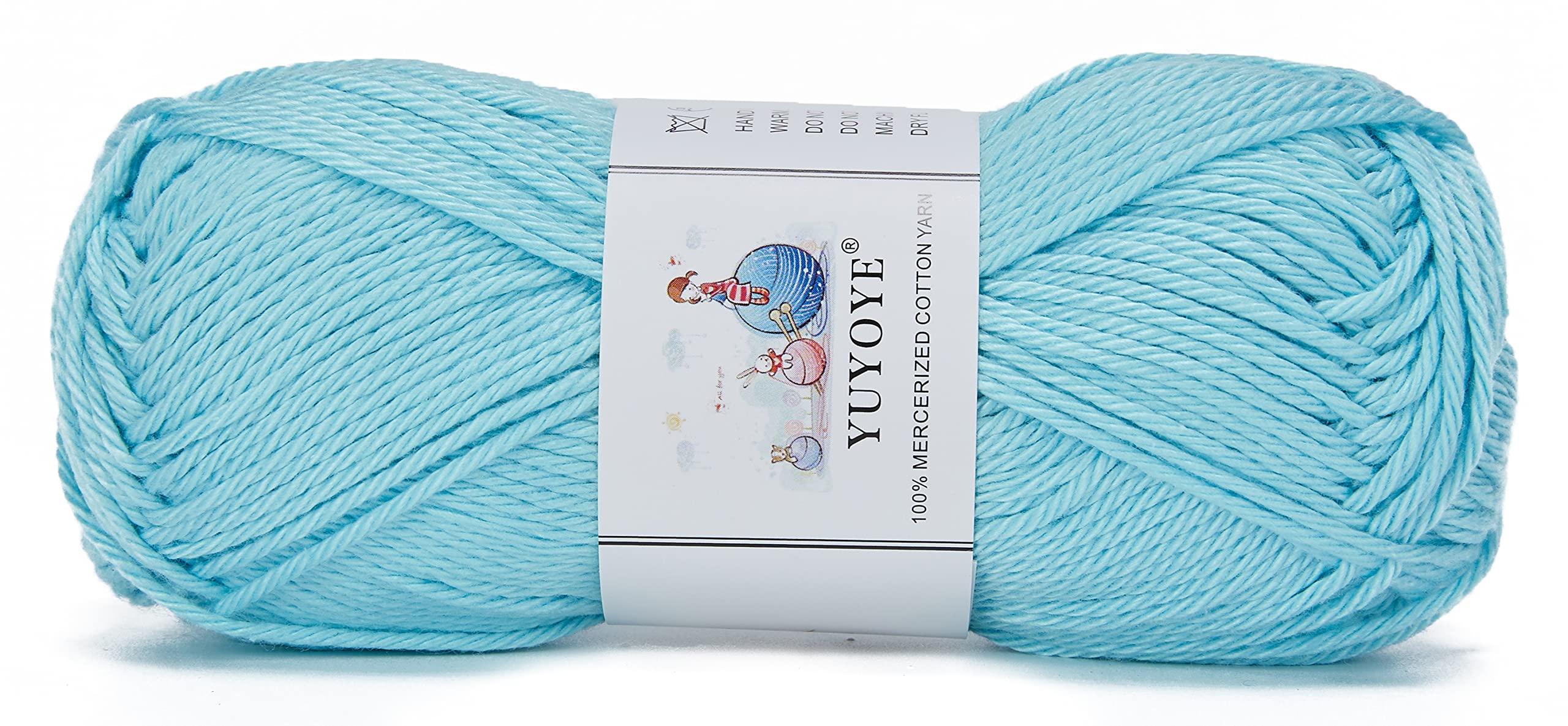 YUYOYE 100% Mercerized Cotton Yarn for Crochet and Knitting - 100g,Sky Blue-01