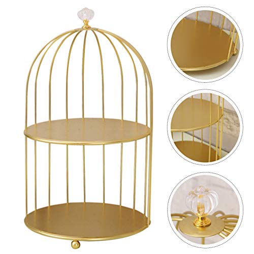 Yardwe Iron Cosmetic Rack Bird Cage Makeup Organizer 2 Tier Wire Storage Holder Essence Perfume Lotion Bottle Shelf Stand Skincare Products Tabletop Organizer