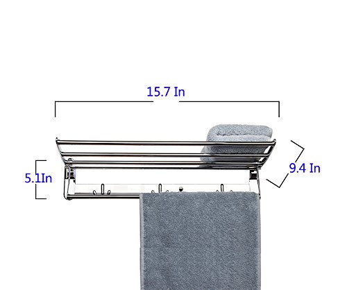 Candora Wall Mounted Shelf Towel Rack Stainless Steel Brushed Towel Shelf Towel Holder (40cm / 16in)