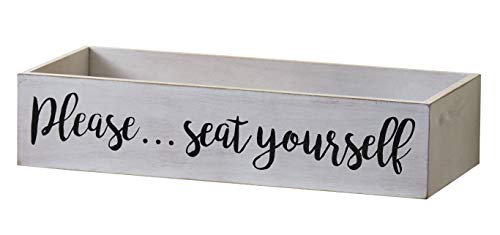 The Lakeside Collection Toilet Tank Topper Tray - Please Seat Yourself - Novelty Bathroom Décor