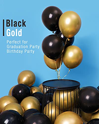 Styirl Black 100 Pcs Party Balloons (5/10/12/18 inch) for Birthday, Wedding, Graduation, Baby Shower, Bachelorette Party Decorations, Includes Curling Ribbon