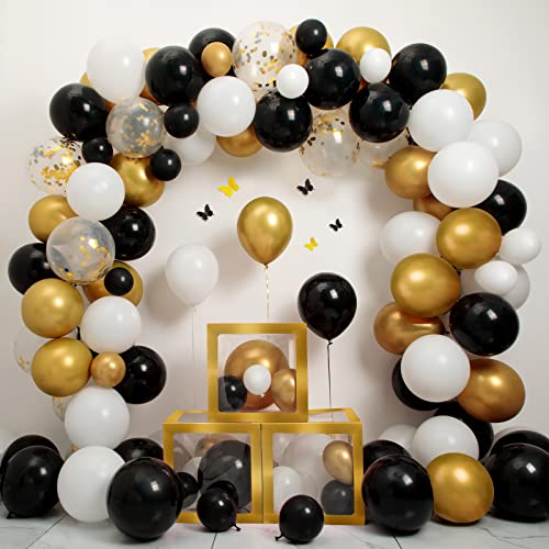 Styirl Black 100 Pcs Party Balloons (5/10/12/18 inch) for Birthday, Wedding, Graduation, Baby Shower, Bachelorette Party Decorations, Includes Curling Ribbon
