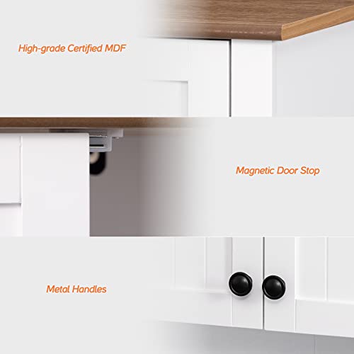 WAMPAT 2 Pack Wall Mounted Cabinet with Doors, Bathroom Wood Hanging Medicine Cabinets Over The Toilet with Adjustable Storage Shelf and Open Space for Kitchen, Entryway, Set of 2