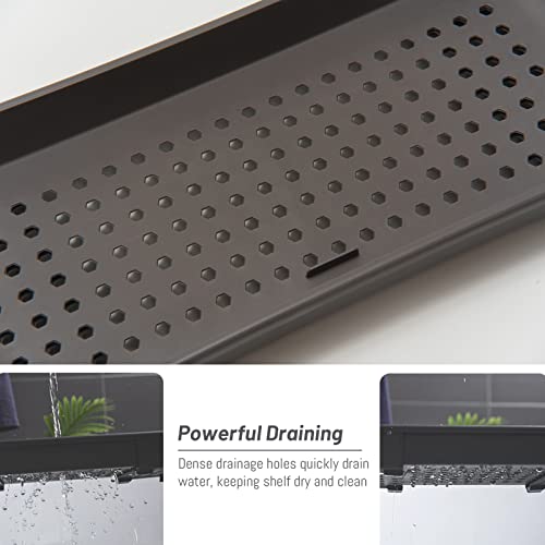 2 Pack Expandable Caddy Bath Tray for Tub, Multifunctional Drain Bathtub Shelf with Non-Slip Extending Grip for Tub Against Wall, Kitchen Dish Drying, Tub Organizer with Foldable Storage Baskets