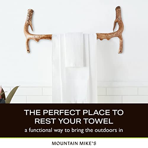 Mountain Mikes - Antler Bath Towel Rack - Decor Inspired by The Great Outdoors - Durable Replicated Deer Antlers - Easy Assembly - 16β to 24β Wide