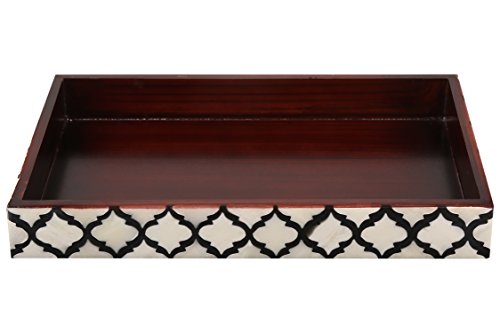 Decorative Guest Hand Towel Storage Tray Dispenser, Sturdy Holder for Disposable Paper Napkins - Bathroom Vanity Countertop Organization - 10x6 Inches, Black-White, Gifts for Mom