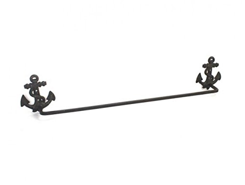 Hampton Nautical K-9011-cast-iron Cast Iron Anchor Bath Towel Holder 27"