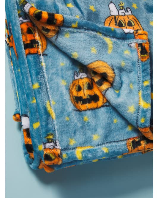 Berkshire Blanket & Home Co. Berkshire Home & Blanket Co. Peanuts Gang Snoopy Throw Blanket Featuring Snoopy with Woodstock Sleeping on a Jack-O-Lantern