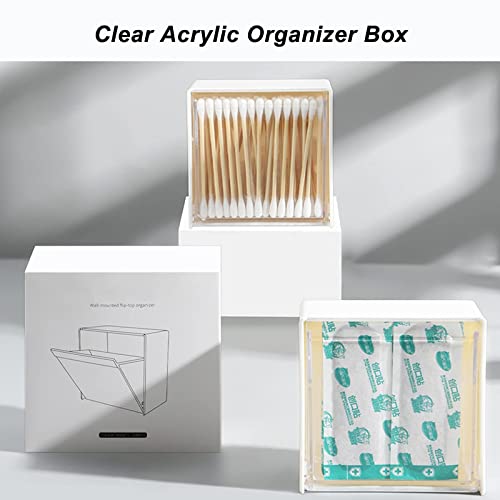 6 Pcs Self Adhesive Small Storage Box,Cotton Pads Holder Dispenser Container Case for Bathroom Cotton Swab, Floss, Hairpin, Rubber Band, Clip Household Organize