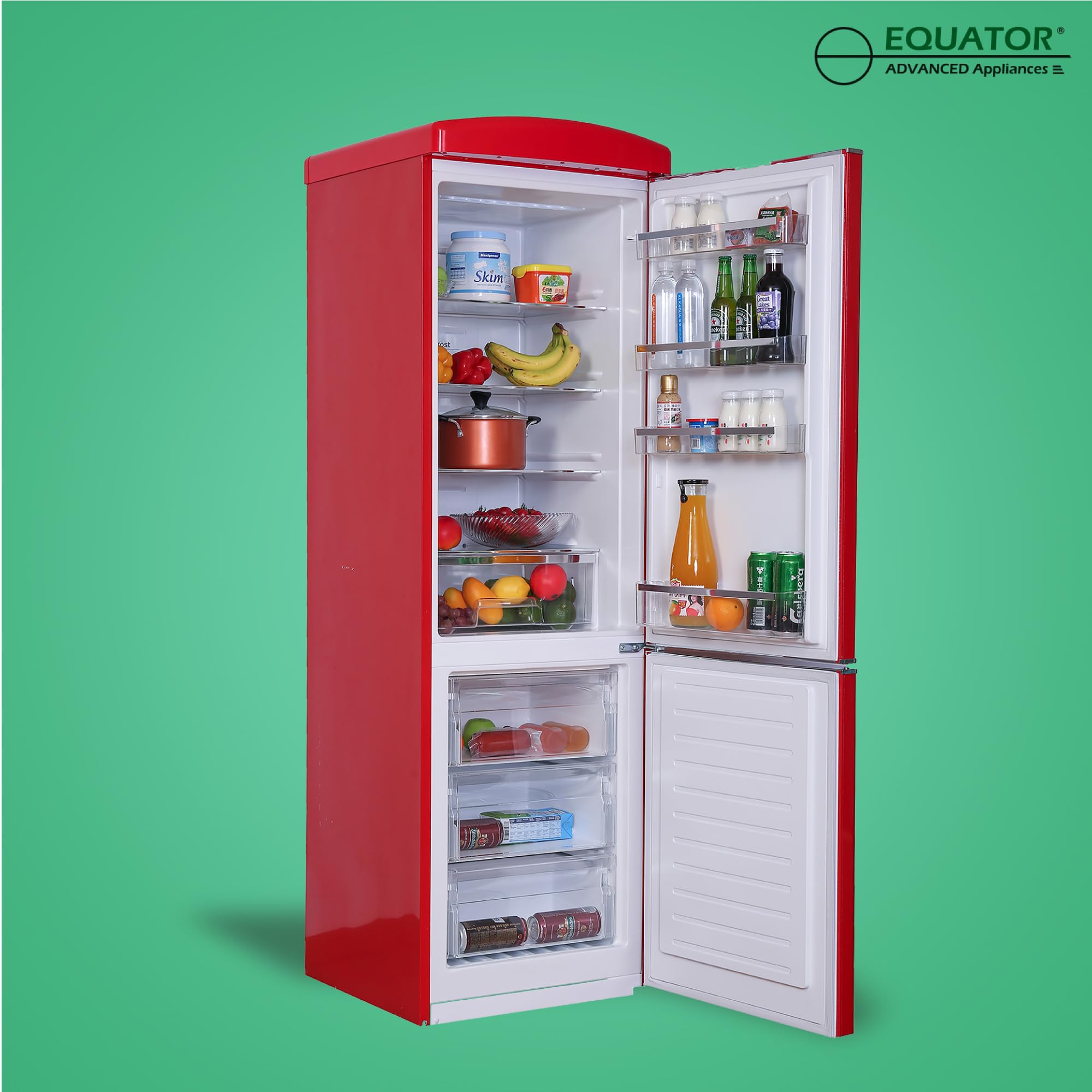 Conserv 24in RETRO BOTTOM MOUNT 11cf Refrigerator Fast Freeze 110V in Red