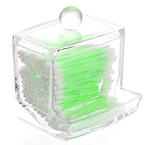 cotton swab holder,Acrylic Q-Tip cottonswab Storage Dispenser, Clear Cotton Balls Swab Holder Cotton Bud Storage Box, Transparent Cosmetics Makeup Case Cosmetic Organizer Container with Lid 1