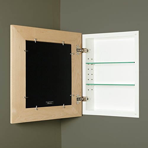 Fox Hollow Furnishings 14x18 Concealed Medicine Cabinet (Large), a Recessed Mirrorless Medicine Cabinet with a Picture Frame Door (Unfinished Flat)