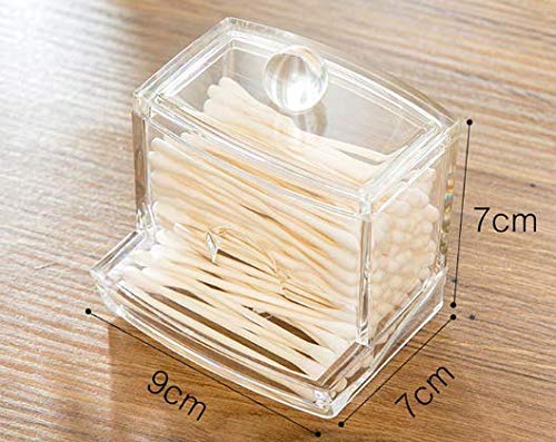 cotton swab holder,Acrylic Q-Tip cottonswab Storage Dispenser, Clear Cotton Balls Swab Holder Cotton Bud Storage Box, Transparent Cosmetics Makeup Case Cosmetic Organizer Container with Lid 1