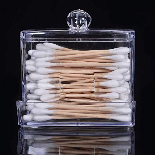 cotton swab holder,Acrylic Q-Tip cottonswab Storage Dispenser, Clear Cotton Balls Swab Holder Cotton Bud Storage Box, Transparent Cosmetics Makeup Case Cosmetic Organizer Container with Lid 1