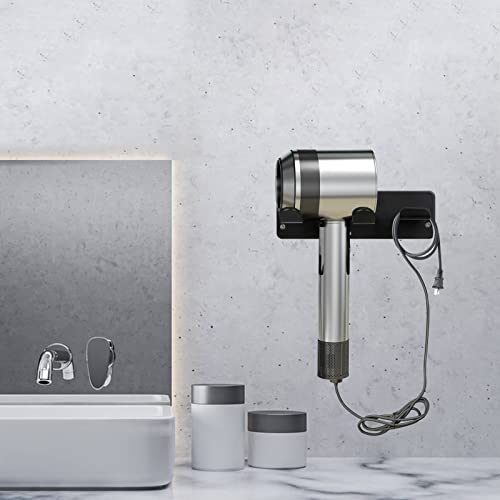Blow Dryer Holder Wall Mount, Yimerlen Hair Dryer Holder Compatible with Dyson Hair Dryers for Bedroom and Bathroom (Black)